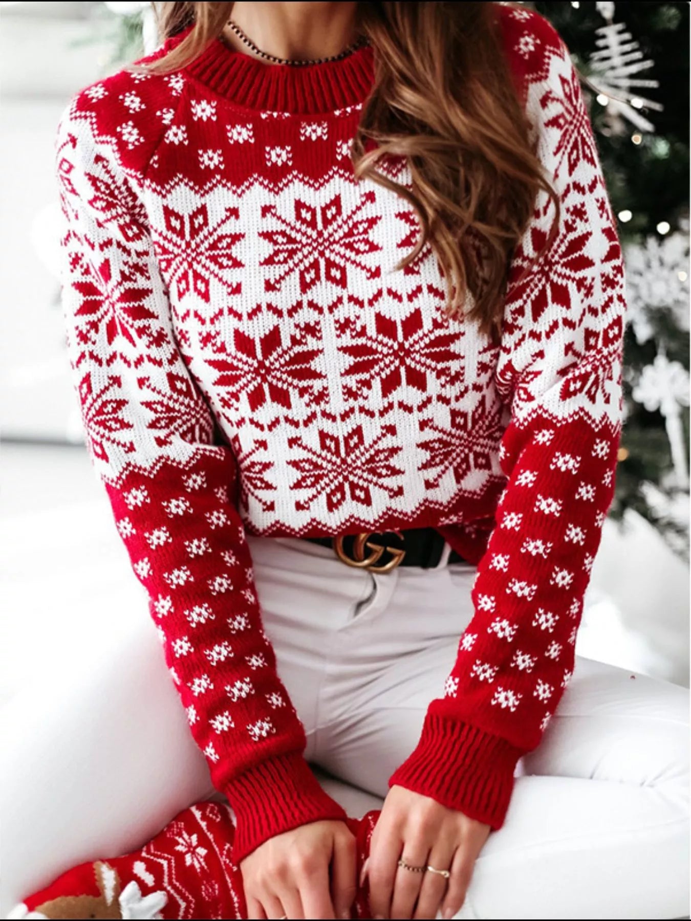 Snowflake Pattern Long Sleeve Sweater – Coast 2 Coast Lax USA